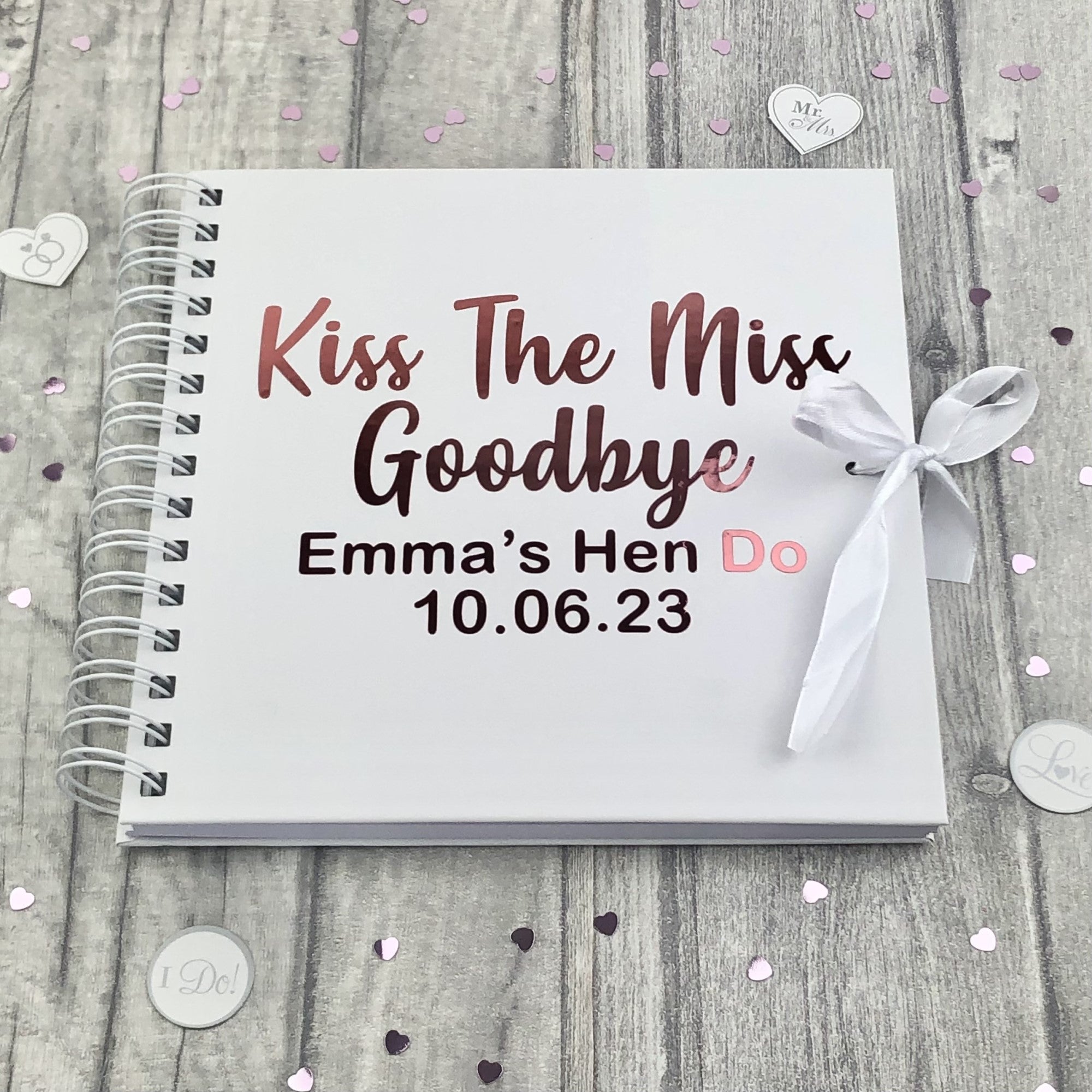Kiss the Miss Goodbye Scrapbook, Personalised Bride To Be Hen Do Gift ...