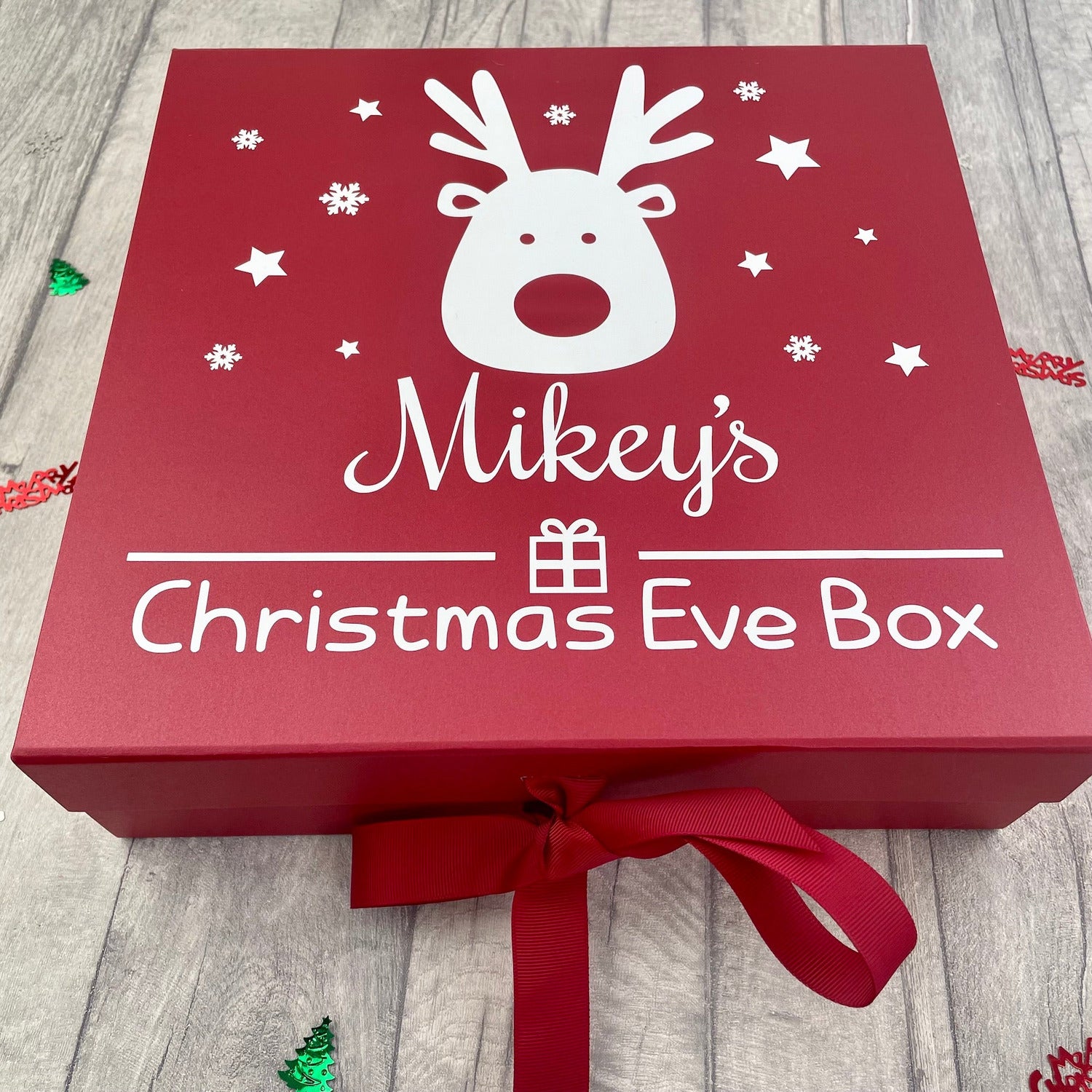 Personalised Girl and Boys Red Reindeer Christmas Eve Box – Little Secrets