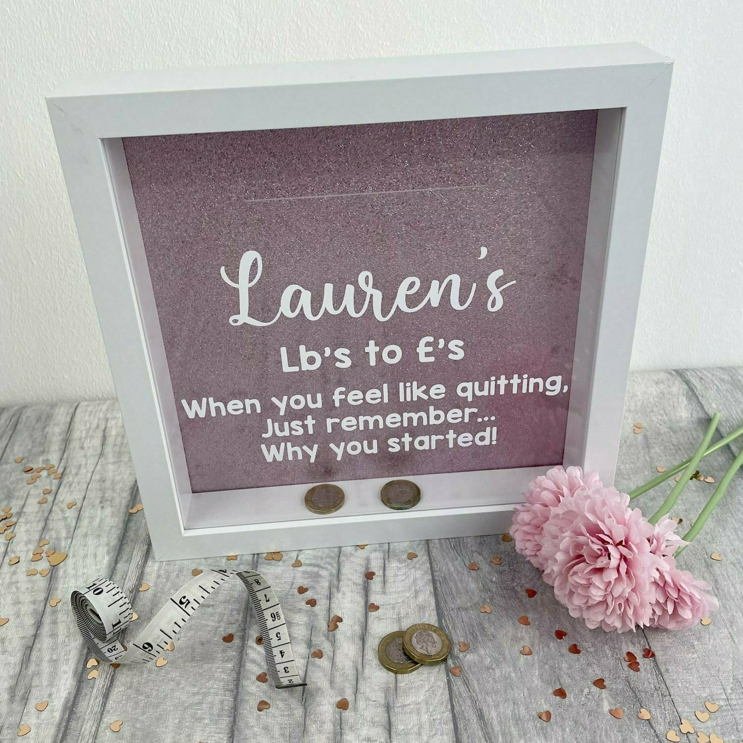 Personalised Lbs to £ Weight Loss Journey Diet Money Box Saving Fund ...